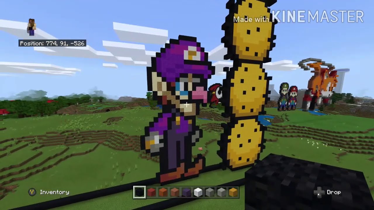 minecraft pixel art waluigi tutorial - YouTube