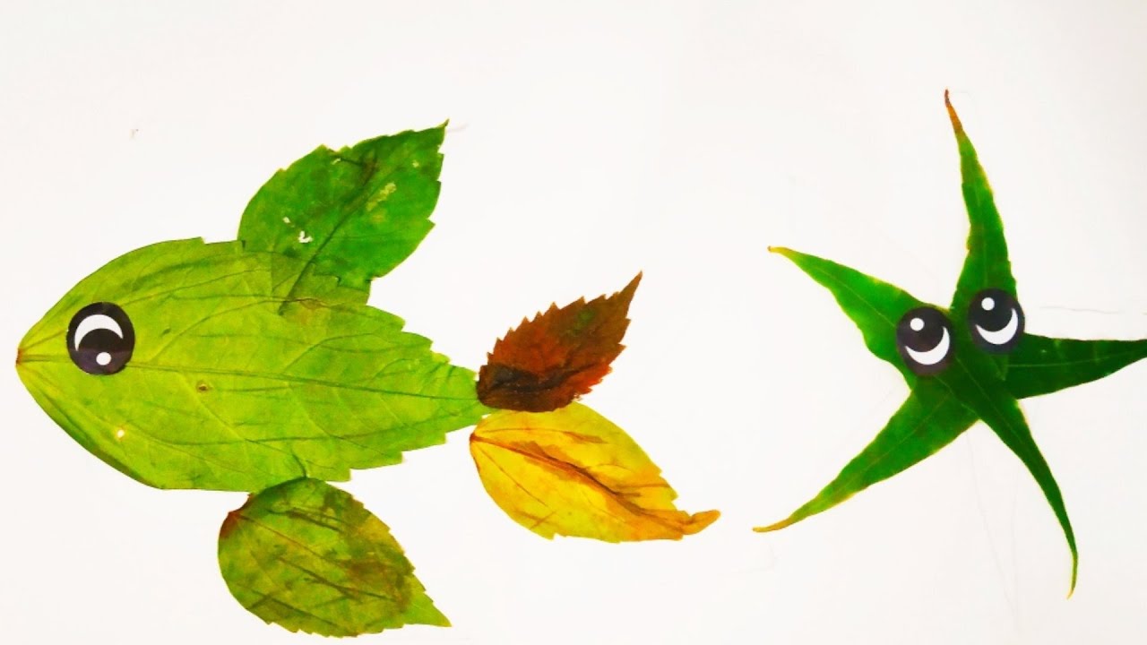 How to make Fish & Star Fish with leaves | leaf art #fish| Leaf craft ...