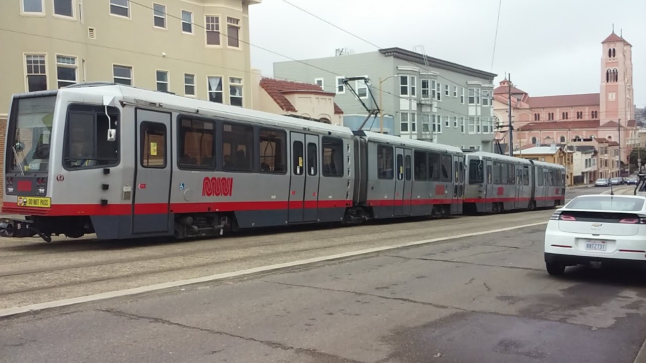 SF Muni 2-Car Breda LRV3 Train 1533+1542 on Route N - YouTube