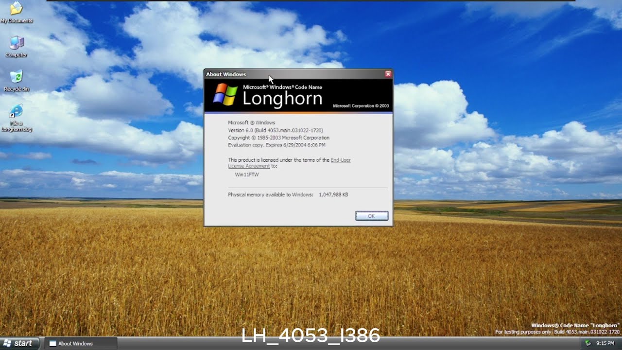 Windows Longhorn Build 4053 (I386 Repack) - YouTube