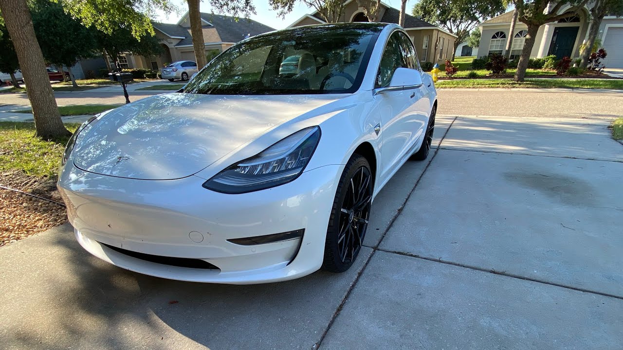 Tesla Model 3 on 20” custom wheels - YouTube