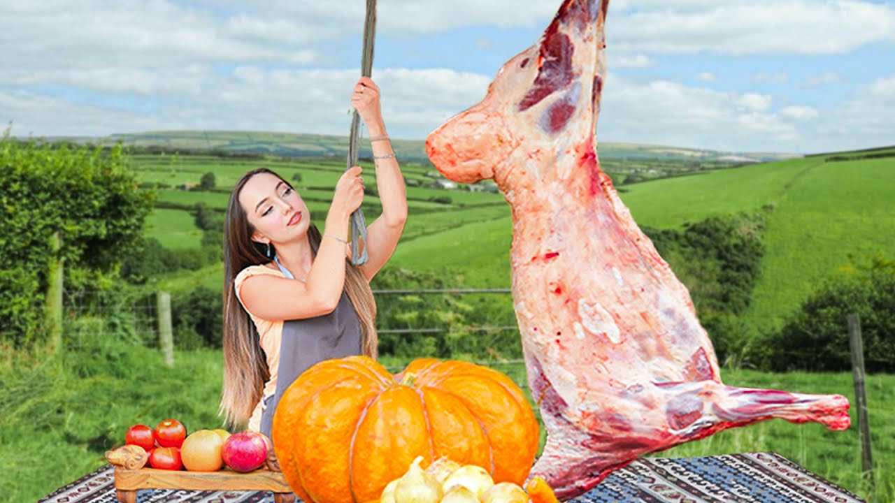 The Most Tender Whole LAMB Inside the GIANT Pumpkin! 24 hours of ...