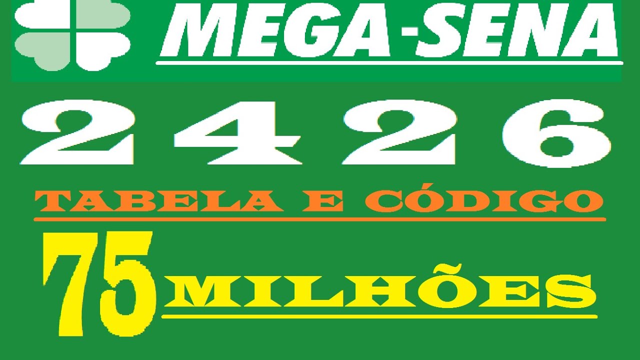 MEGA SENA 2426, TABELA E CÓDIGO. - YouTube