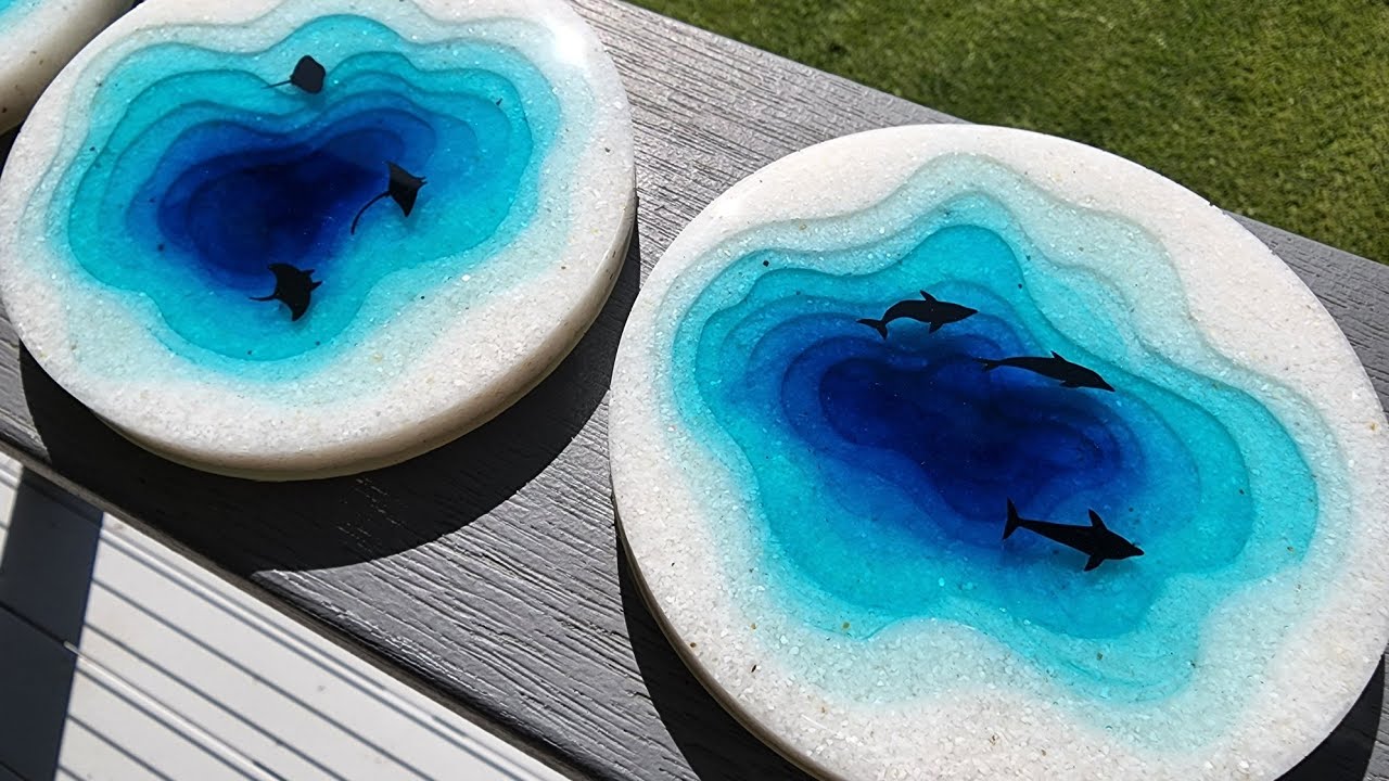 #1501 Amazing Depth In These Ocean Terrace Resin Coasters - YouTube