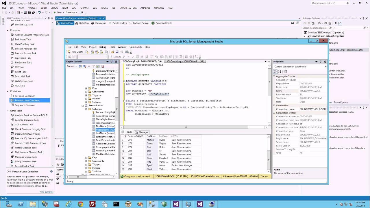 MSSQL - Step by Step SSIS Control Flow, For Loop, Script Task - YouTube