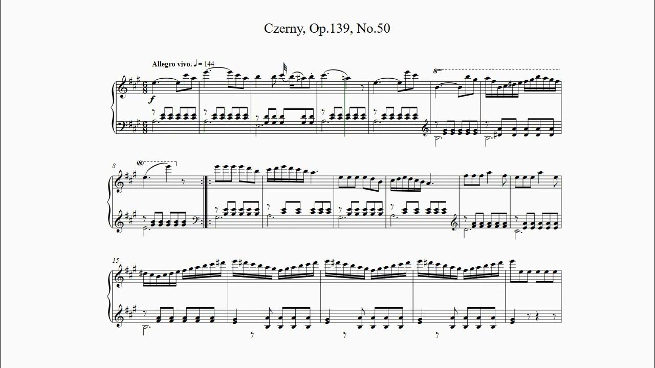 Czerny, 100 Progressive Studies Op.139, No.50 - YouTube