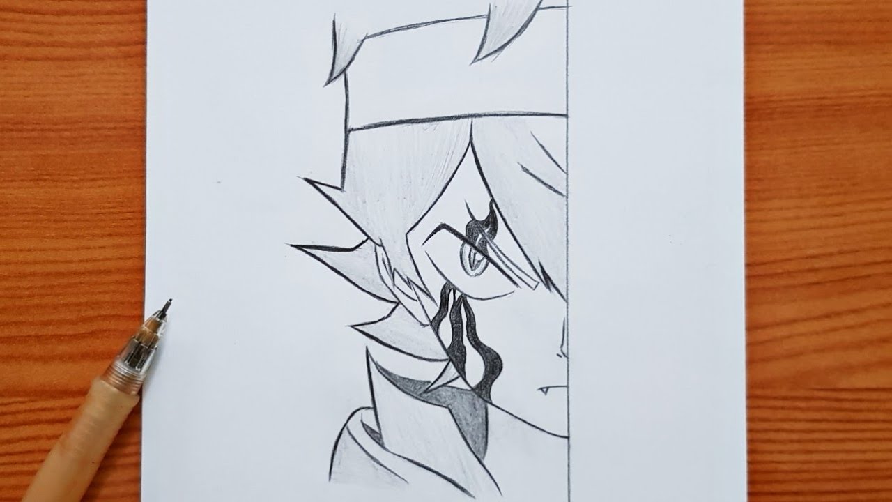 how to draw Asta | Black Clover | Asta Transformation | Asta step by ...