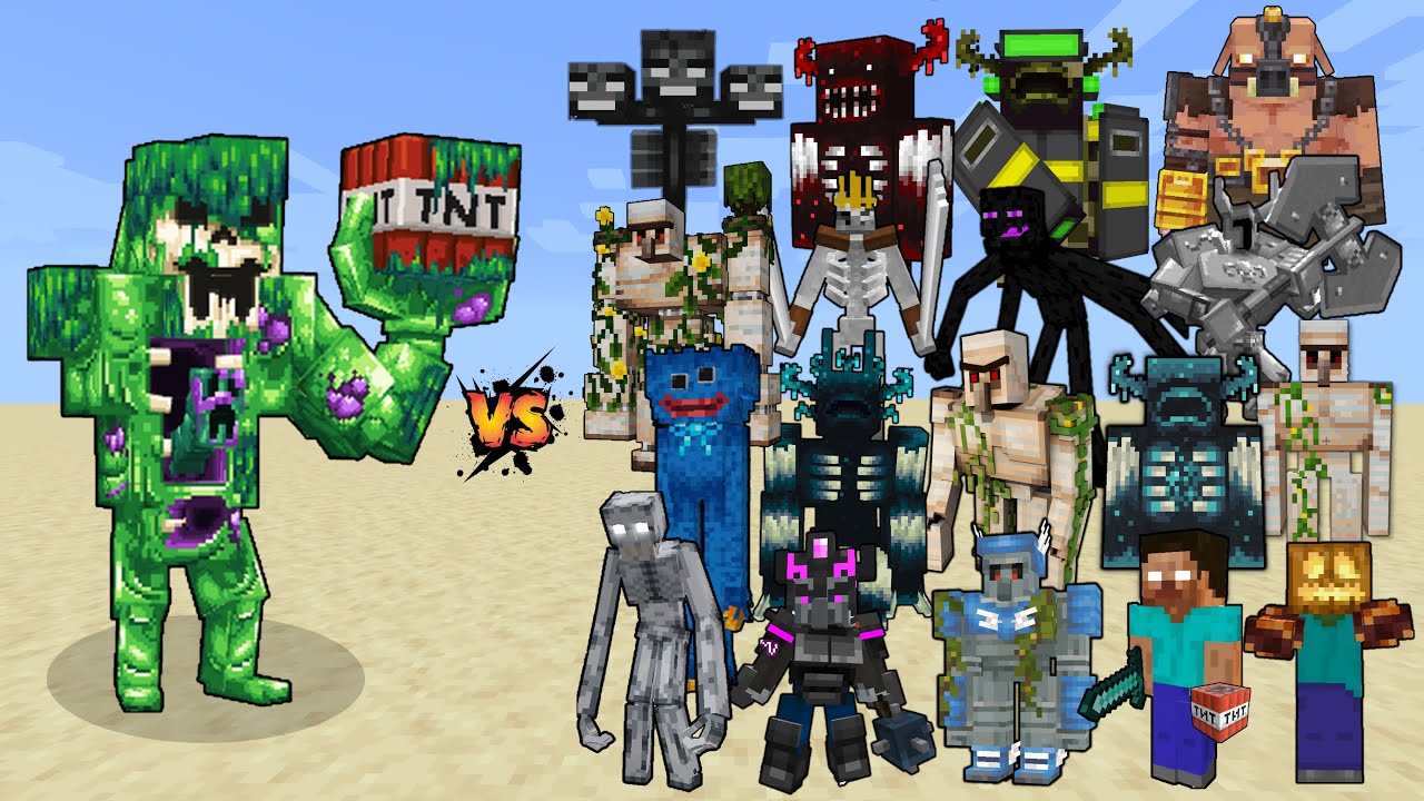 The Creeper Thing vs Minecraft Mobs & Bosses - Minecraft Mob Battle ...