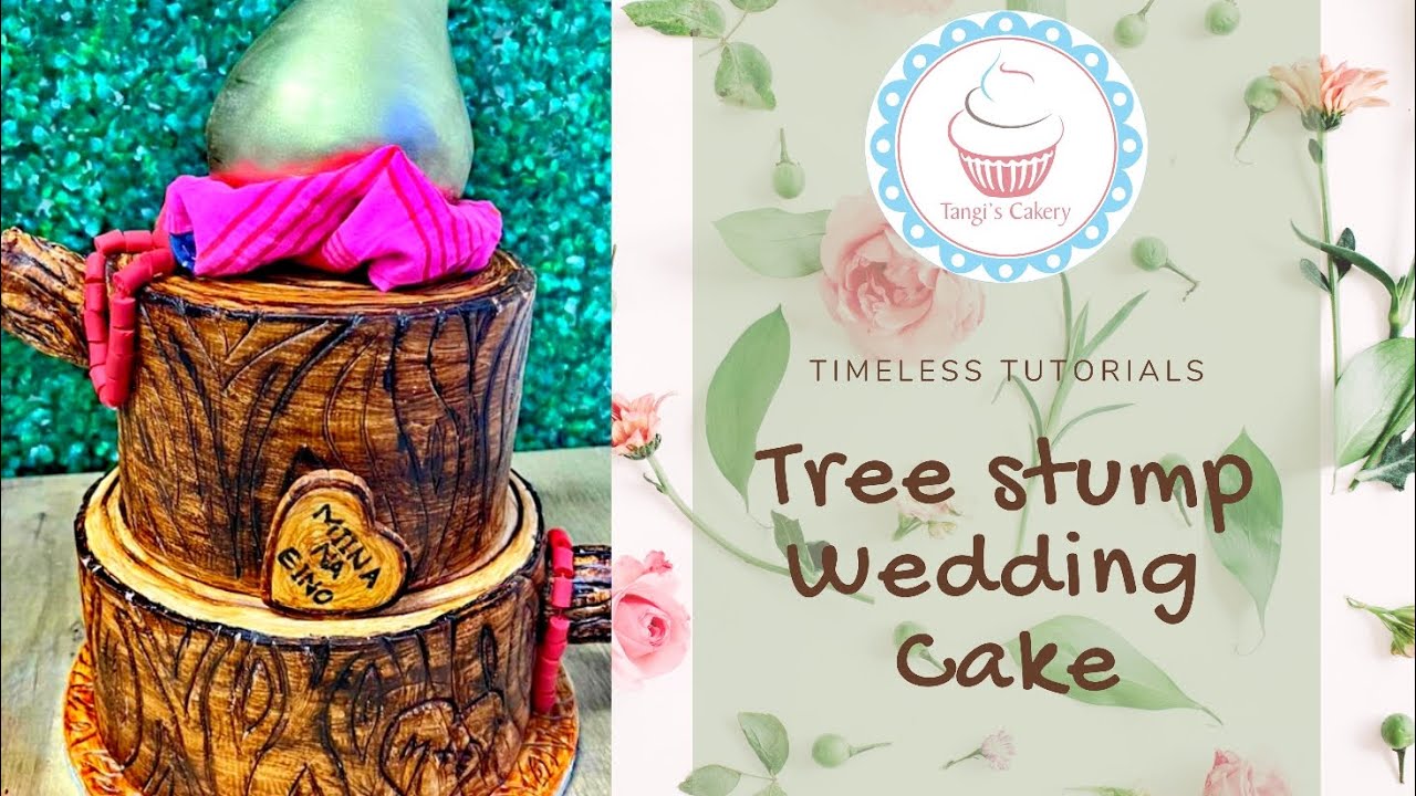 Tree stump wedding cake tutorial! - YouTube