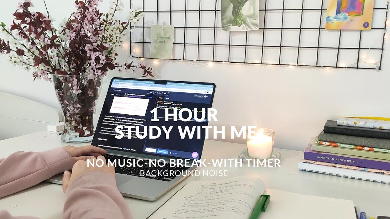 1 hour study/code with me | background noise, no music, realtime , with timer - YouTube