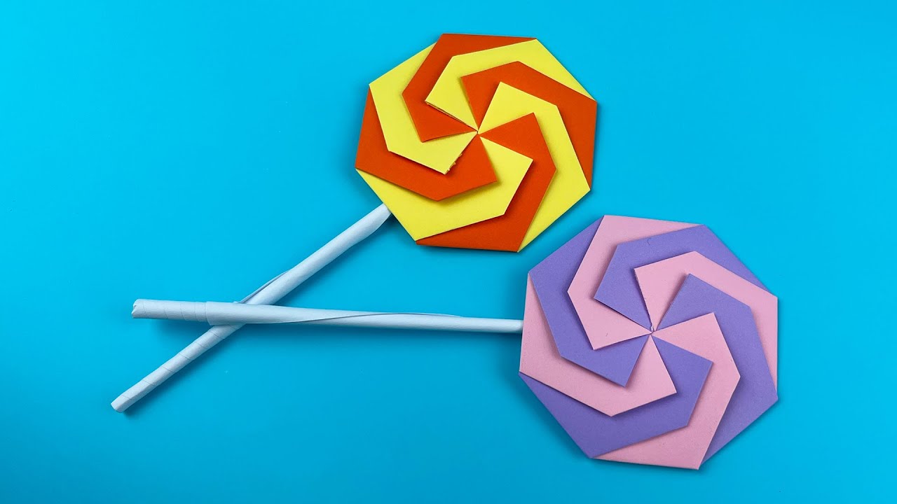 🍭 How to Make Cute Lollipop Origami - YouTube