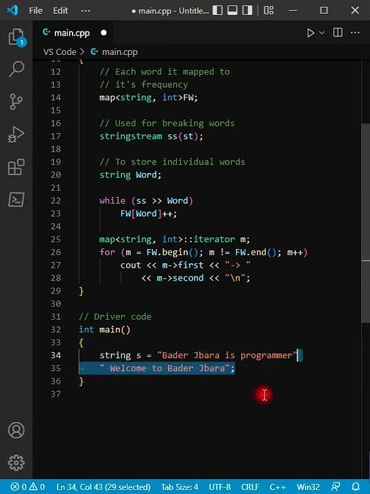 C++ program to demonstrate use of stringstream to count frequencies of words. - YouTube