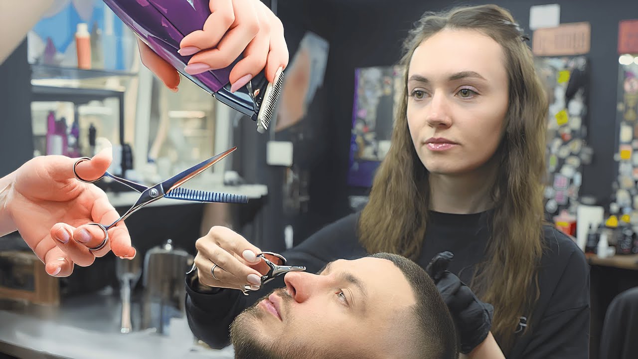 Sharp & Shiny Boxer’s Haircut by Professional Lady Barber - YouTube