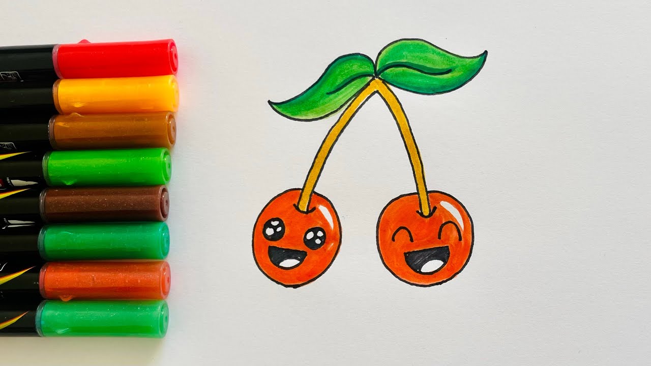 How to draw Funny Cherries,Easy drawing step by step. - YouTube