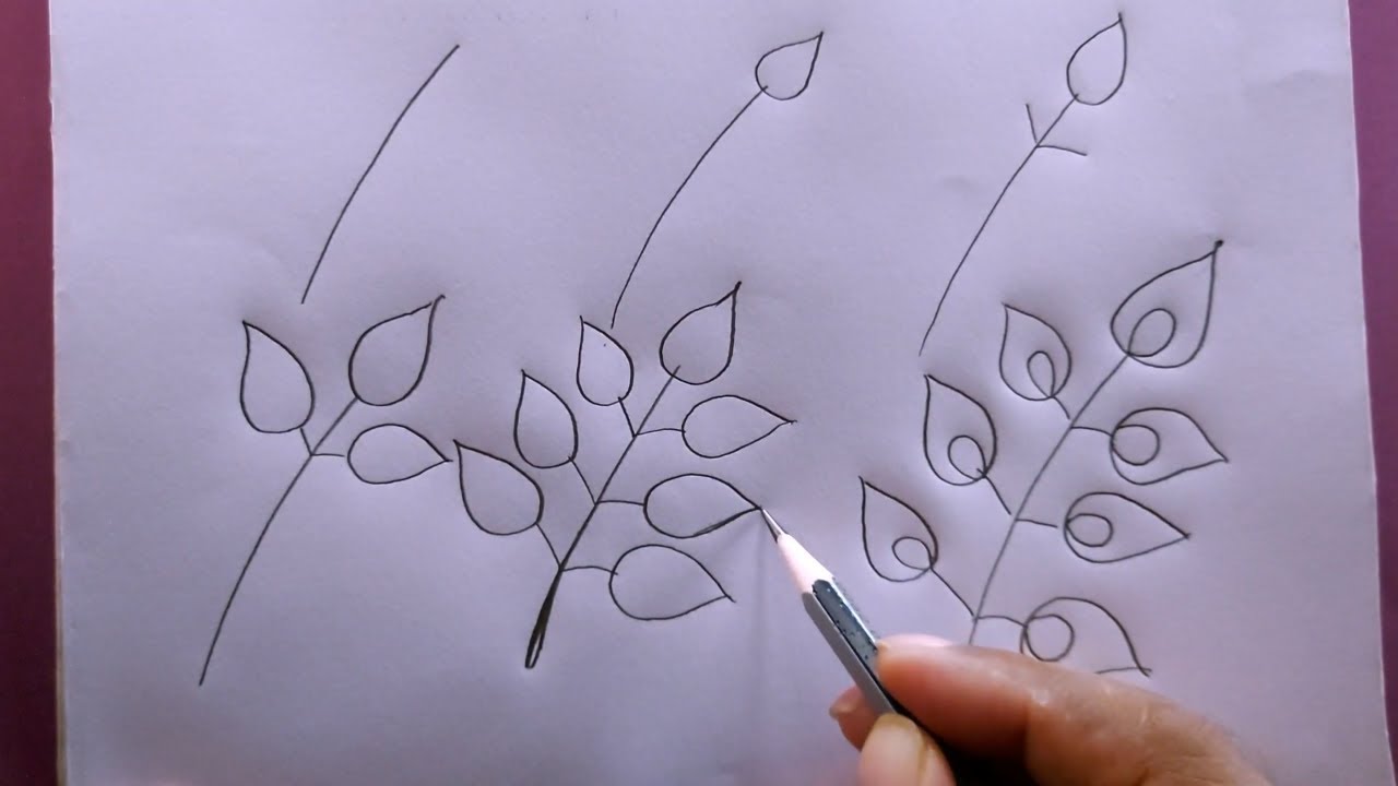 how to draw leaf step by step easy/leaf drawing - YouTube