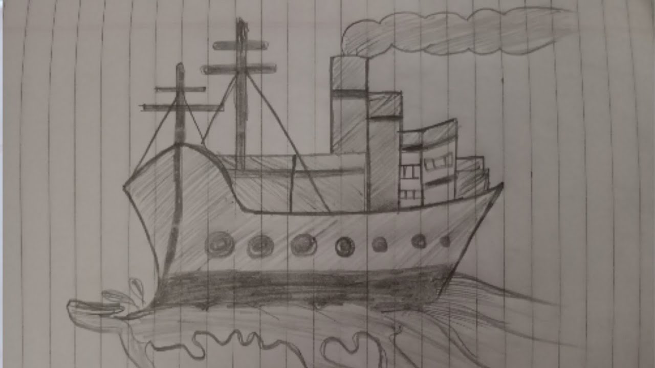 How to draw a ship 🚢 step by step ( very easy) Pencil Drawing || - YouTube