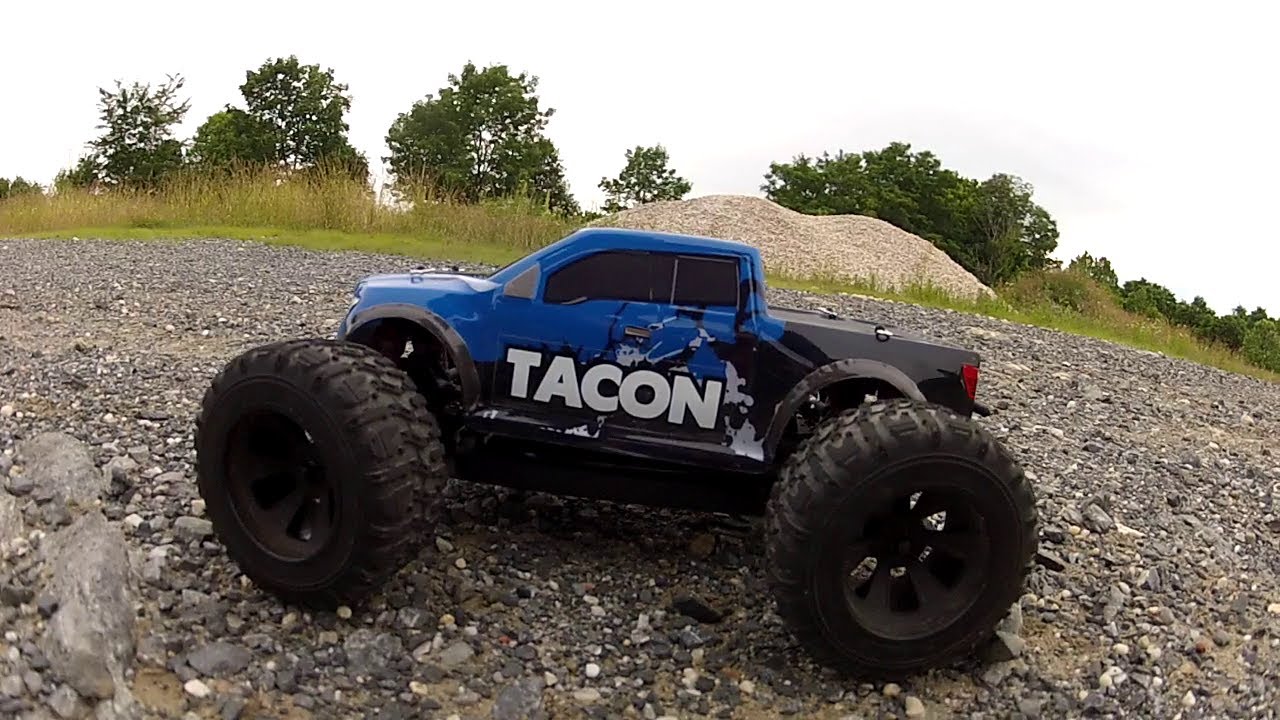 Tacon Valor 1/14th Brushless 4x4 Monster Truck bashing off road. - YouTube