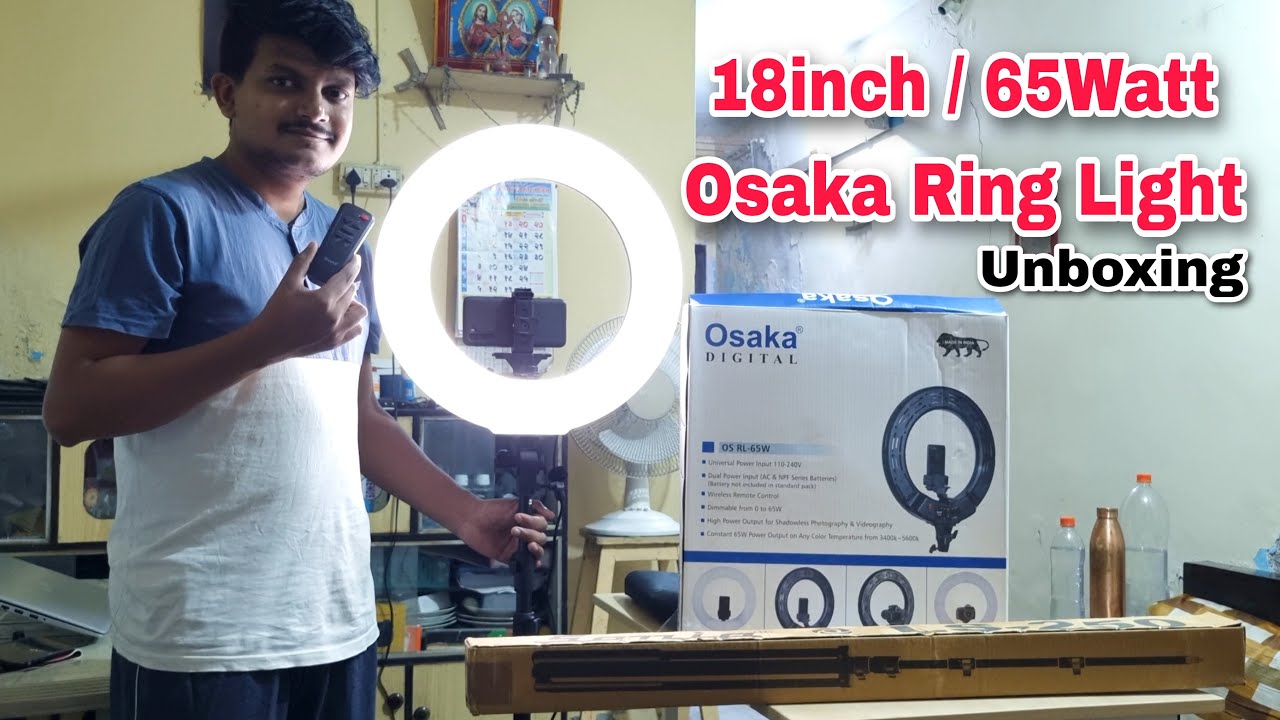 Osaka 18" inch 65watt Ring Light 9 Feet Stand Unboxing | Box Contents ...