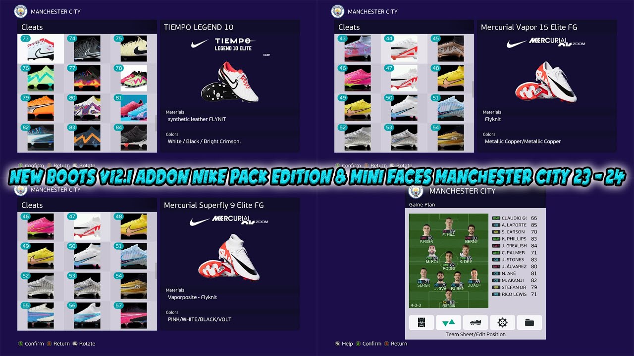 NEW BOOTS V12.1 ADDON NIKE PACK EDITION & MINI FACES MANCHESTER CITY 23 ...