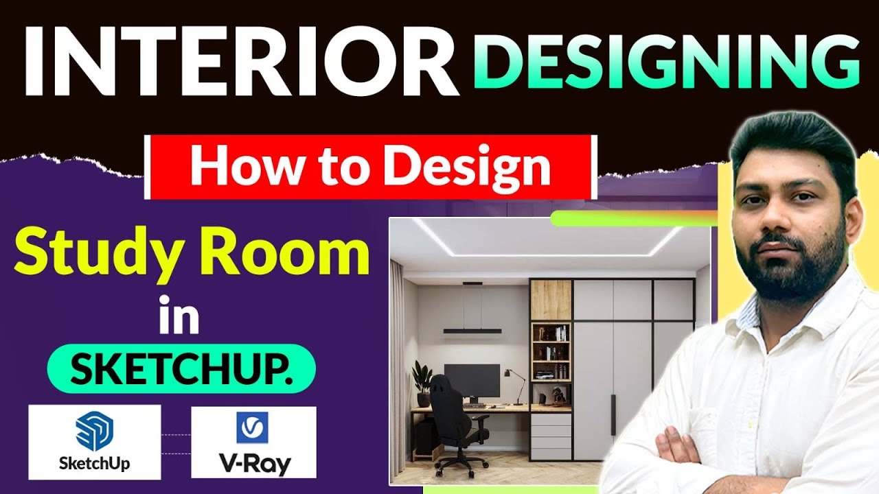 How to Design Study Room in SketchUp with Vray | Study Room Design ...