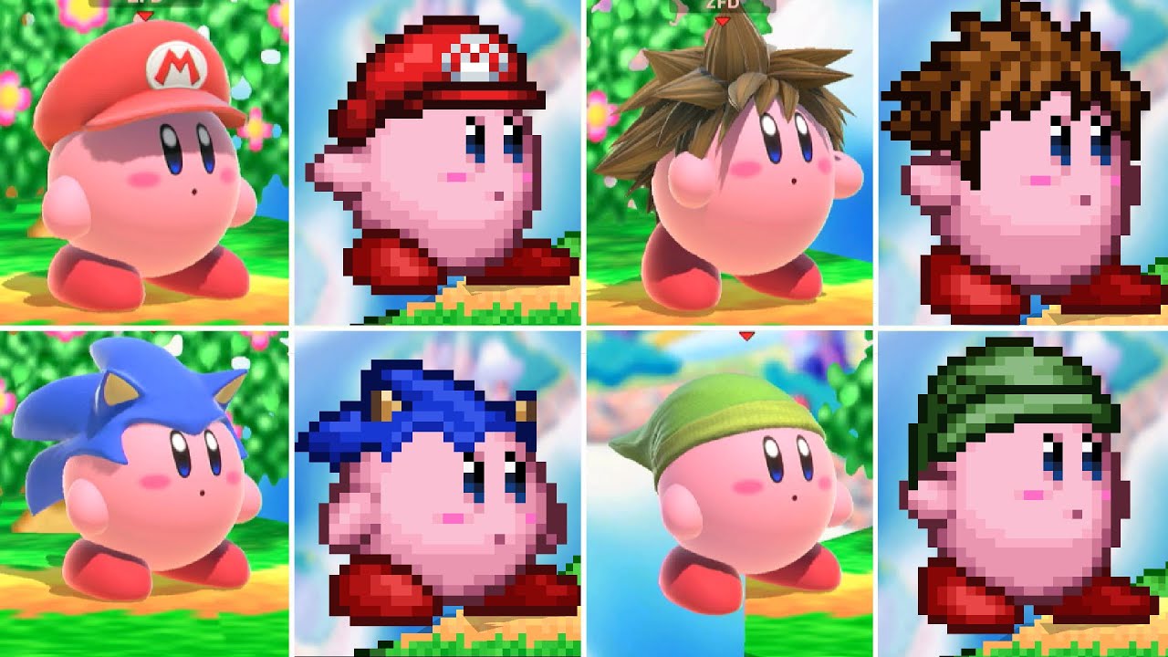 SSBU vs SSF2 All Kirby Hats and Powers Comparison / Super Smash Bros ...