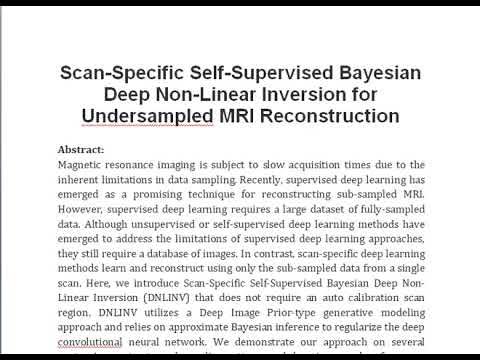 Scan Specific Self Supervised Bayesian Deep Non Linear Inversion for Undersampled MRI ...