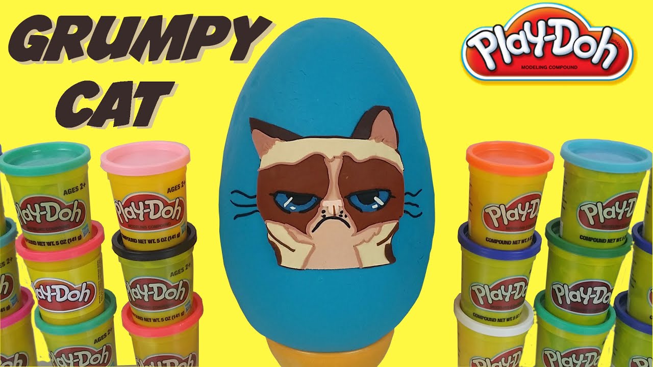 GIANT GRUMPY CAT Play-Doh Surprise Egg Birthday Surprises From ...