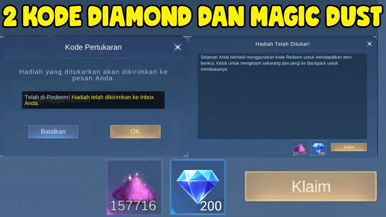 REDEEM SEKARANG! 2 KODE DIAMOND DAN MAGIC DUST GRATIS MOBILE LEGENDS ...