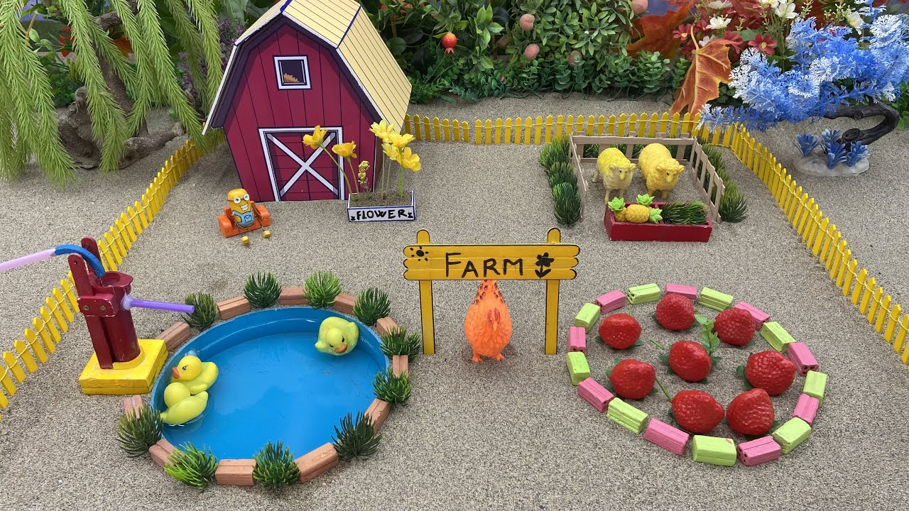 DIY MINI FARM DIORAMA WITH HOUSE & POOL & SHED - MINI FARM DIORAMA ...