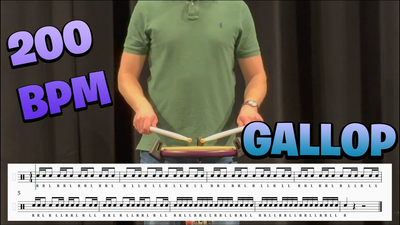 Gallop Play Along | 130-200 BPM | Drumline Exercise - YouTube