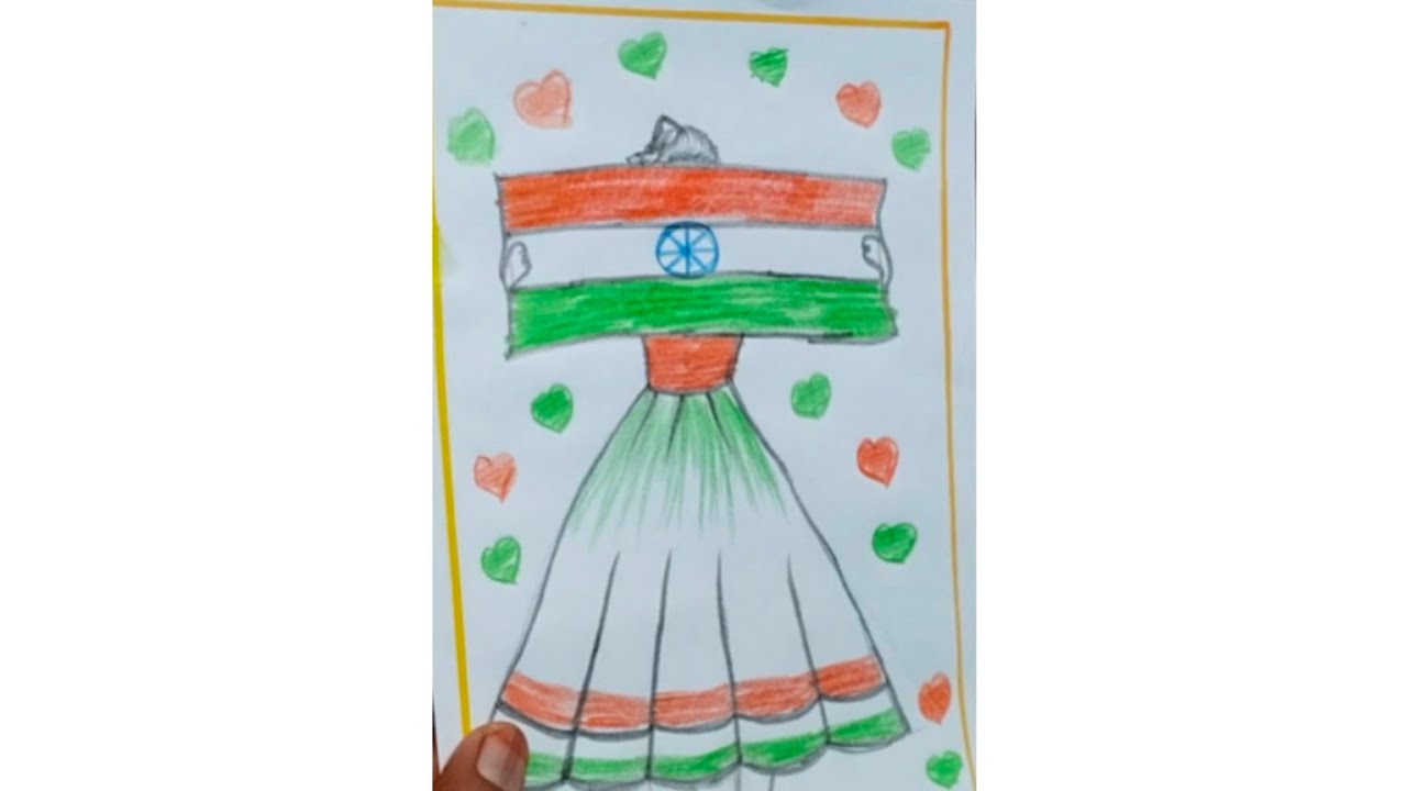 26 january beautiful girl drawing | independence day special Drawing ...