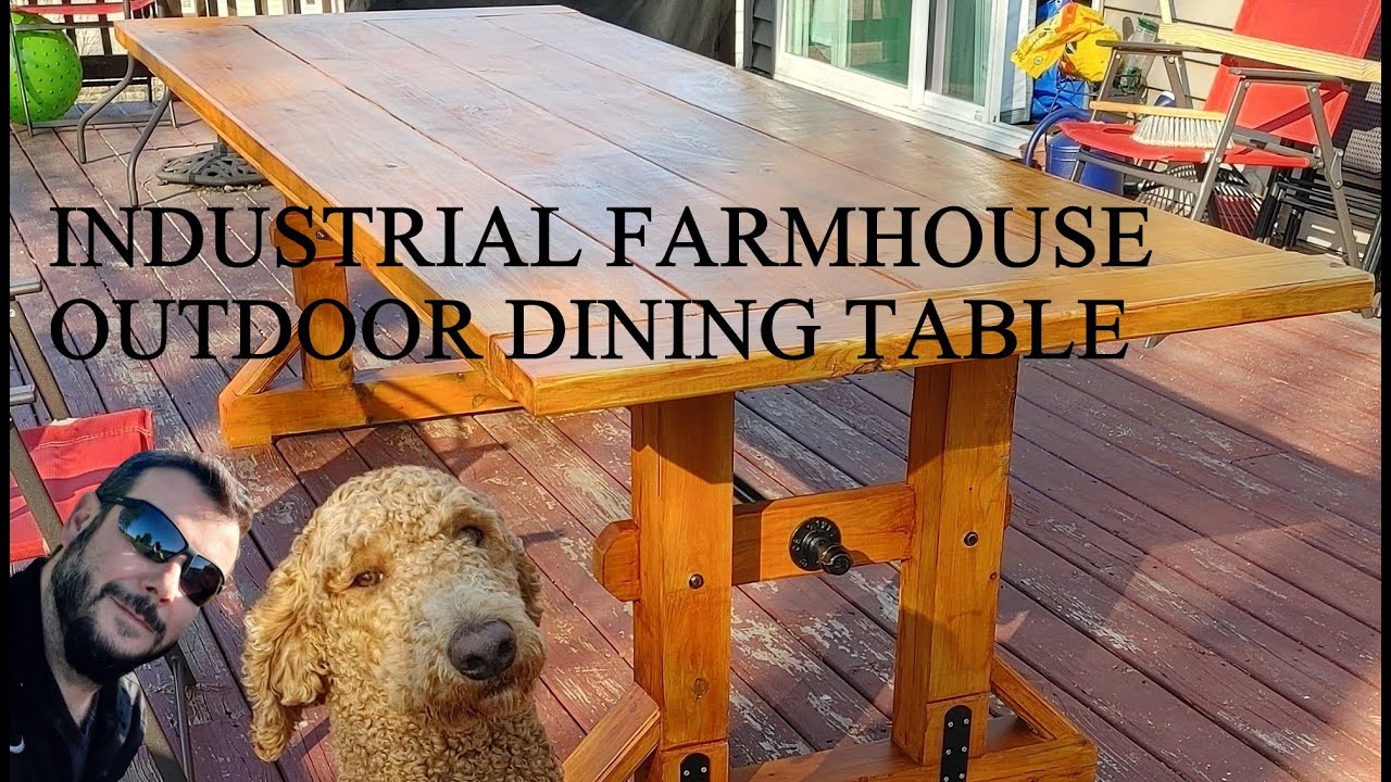Industrial Farmhouse Outdoor Dining Table Build - YouTube