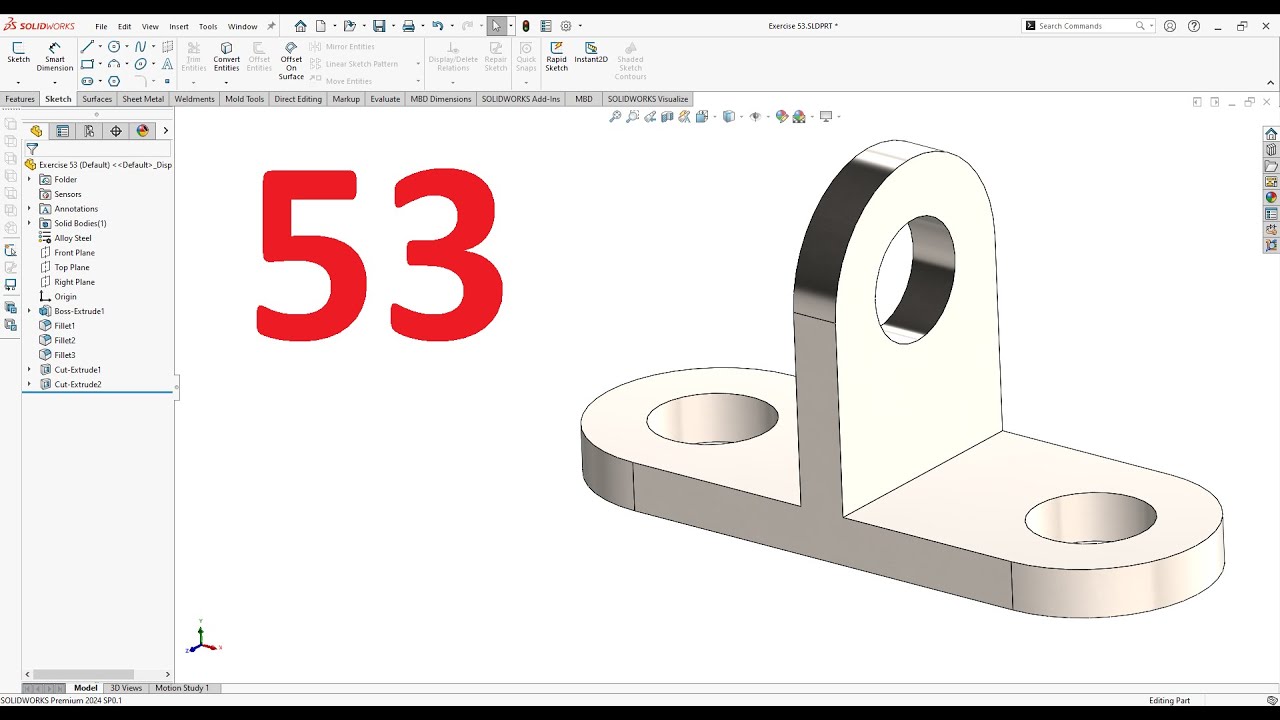 تمارين علي سوليدووركس 2024 || تمرين رقم 53- Solidworks Exercise 53 - YouTube