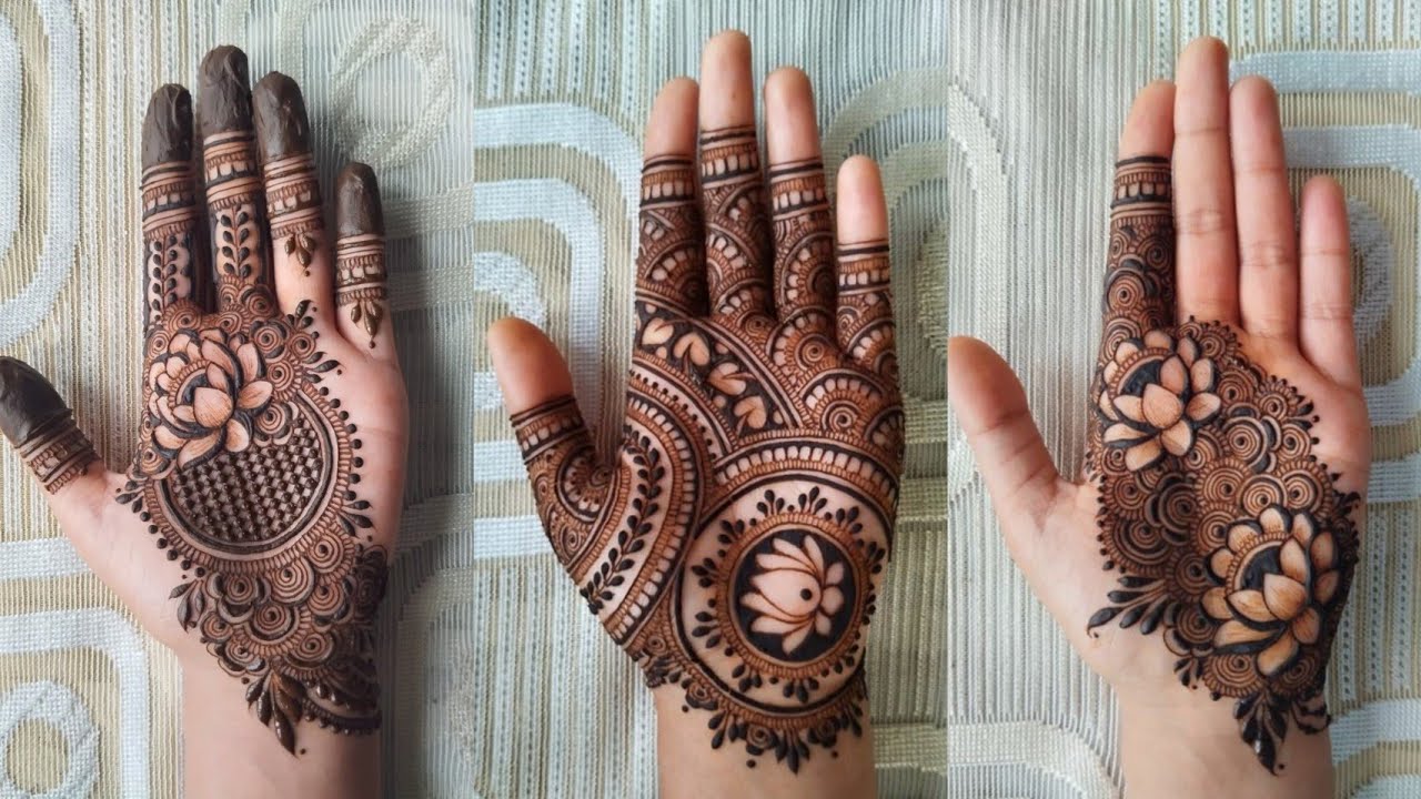 3 beautiful lotus mehndi design | Easy & simple mehndi design | Mehndi ...