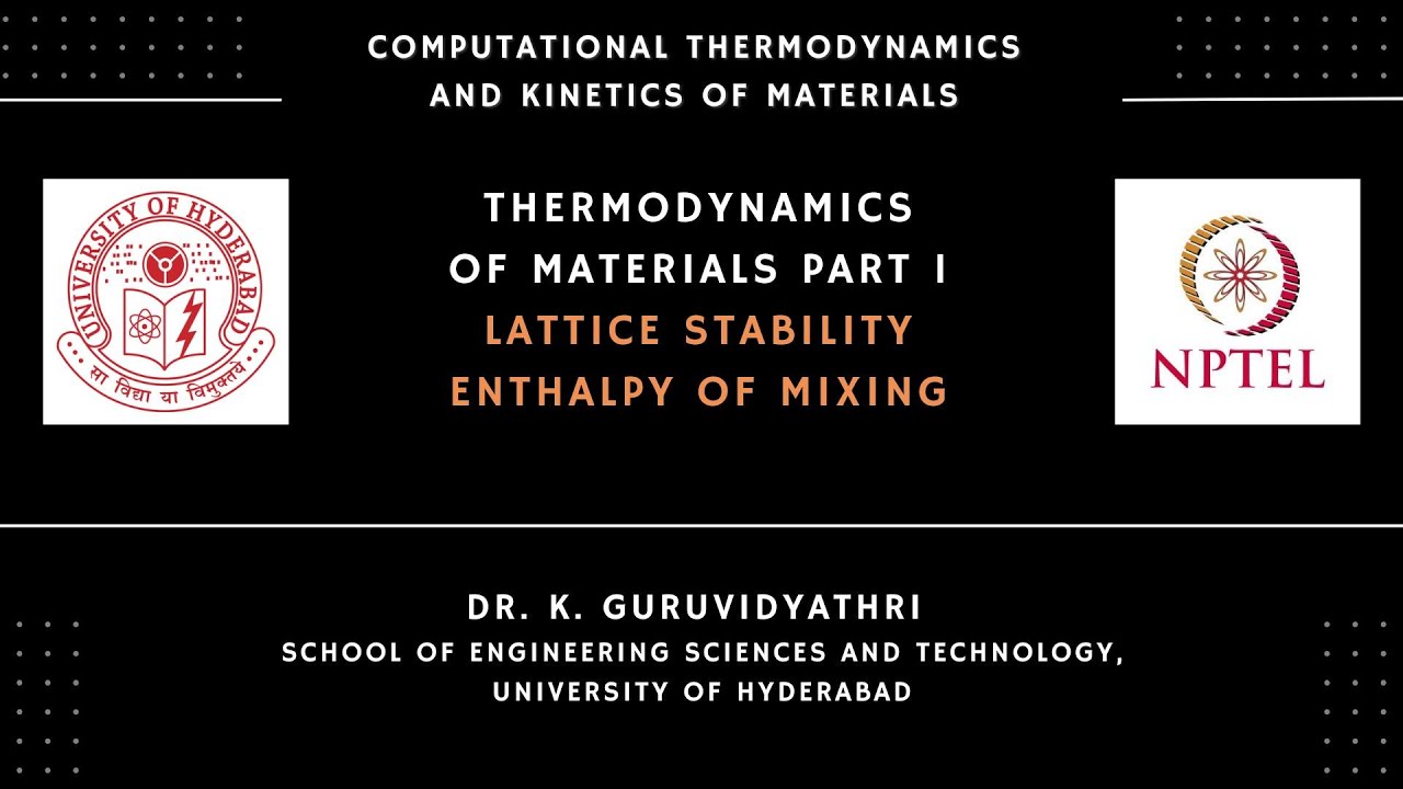 Thermodynamics of Materials 1: Lattice stability | Enthalpy of mixing ...