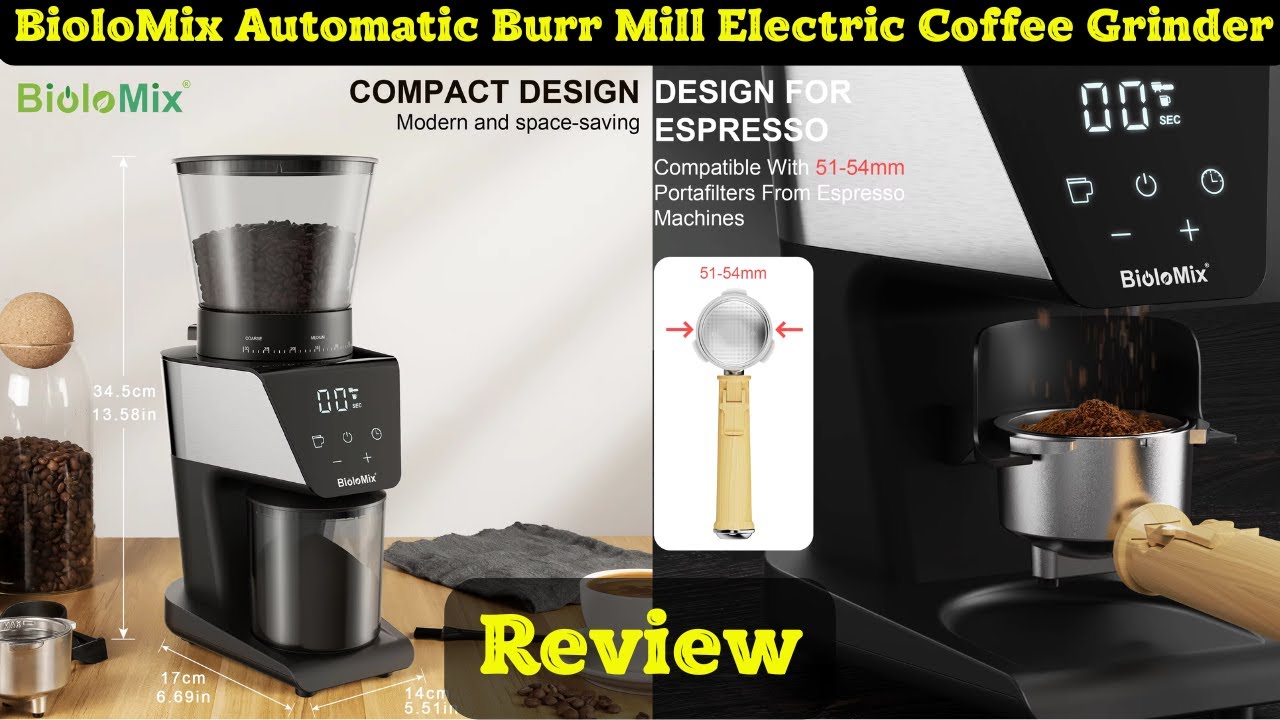 BioloMix Automatic Burr Mill Electric Coffee Grinder - YouTube