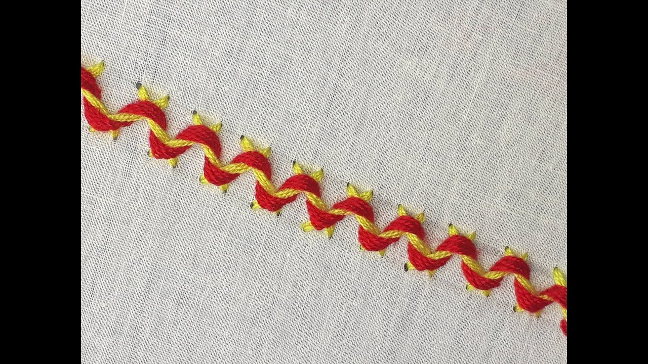 Hand embroidery Basic border design | Basic embroidery tutorial - YouTube
