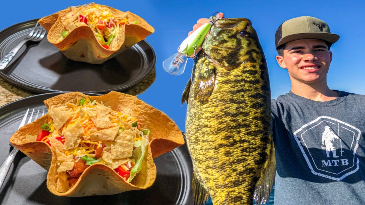 Bass Catch and Cook (Delicious Taco Bowl Recipe) - YouTube