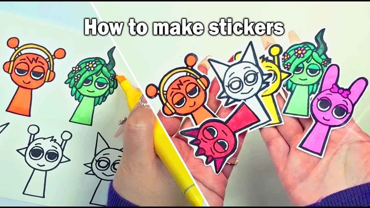 How to make Sprunki Incredibox Cute Stickers #papercraft #stepbystep # ...