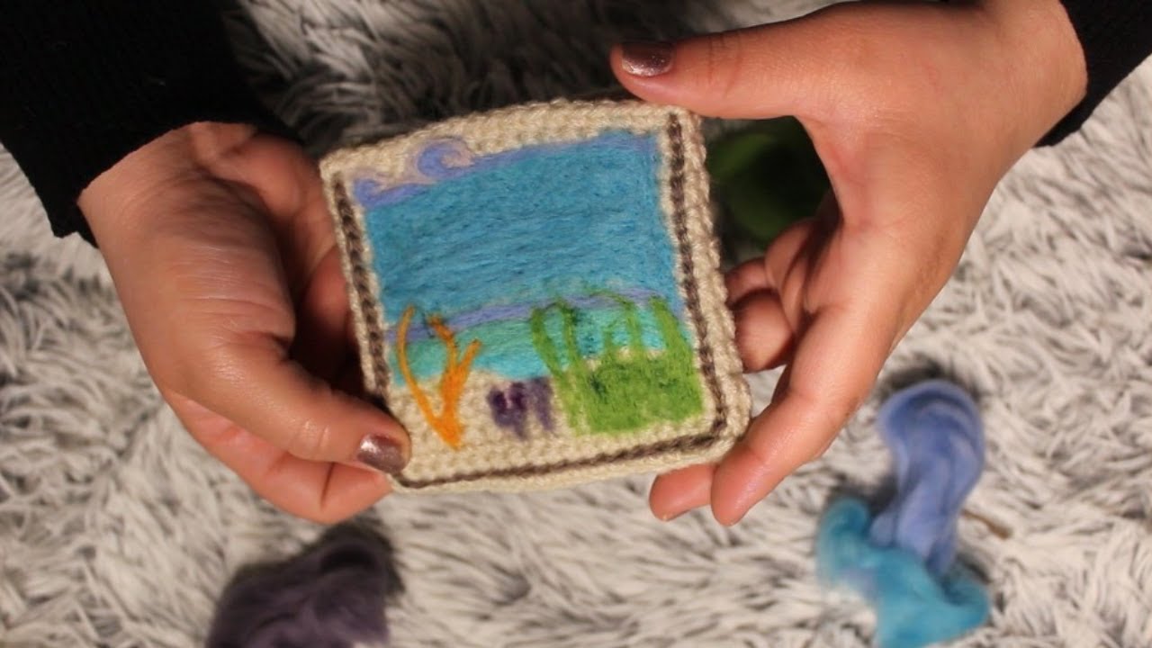 Creating a Crochet Canvas and Needle Felting on it - YouTube