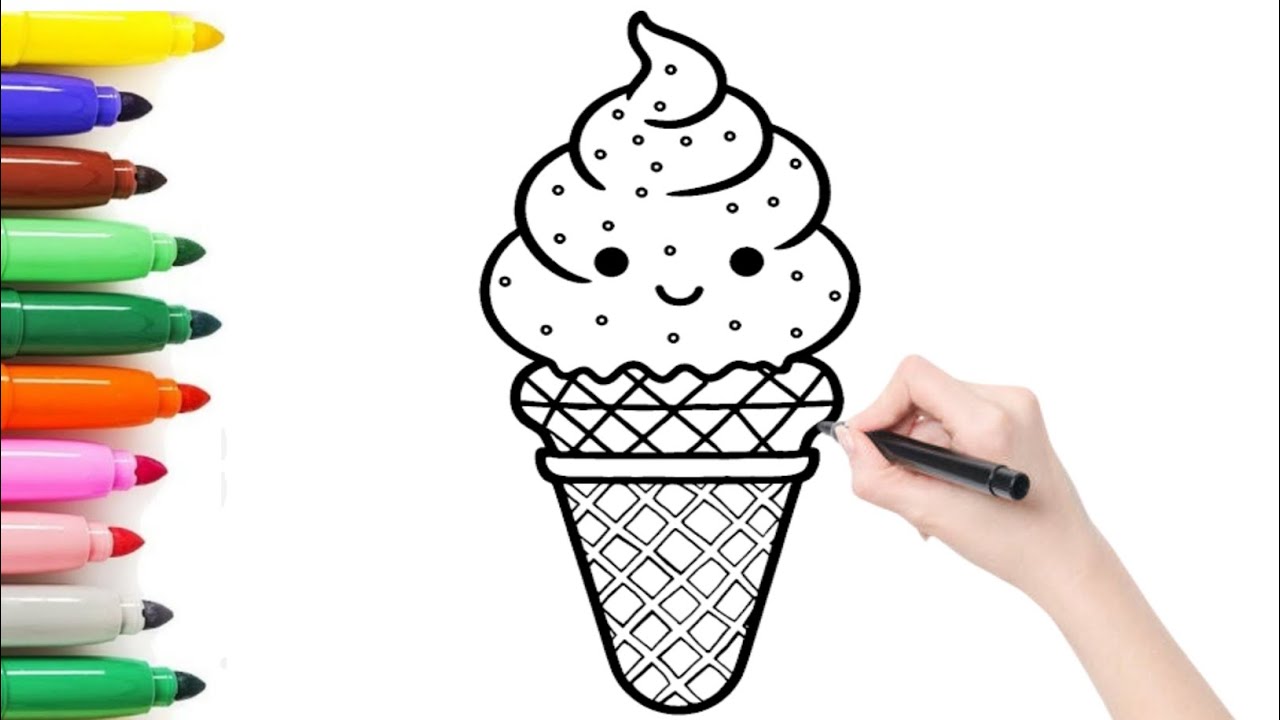 drawing of ice cream cone for kids|how to draw ice-cream cone step by ...