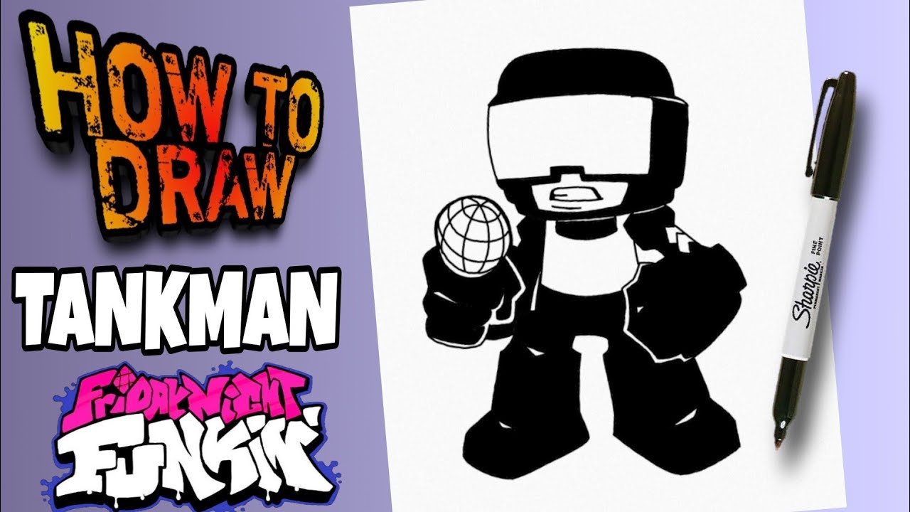 HOW TO DRAW TANKMAN FROM FRIDAY NIGHT FUNKIN | STEP BY STEP | commo ...