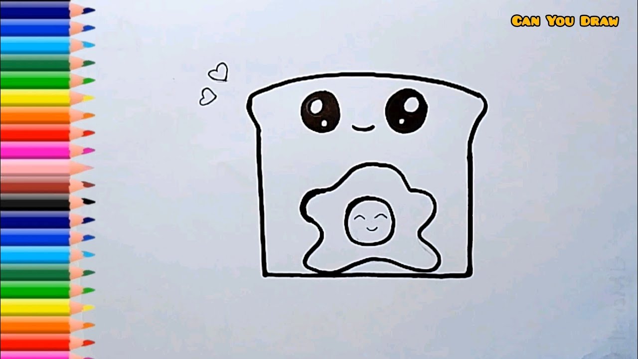 Bread Toast drawing | How to draw Bread Toast for beginners for step by ...