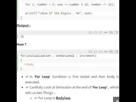 40 ) sum of individual digits of any number @for loop in C - YouTube