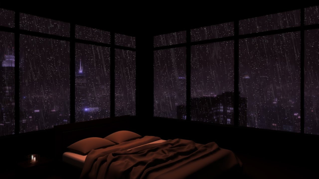 Heavy Rain Whitens Night Sky - Rain Sound Makes You Sleep Deeply After ...