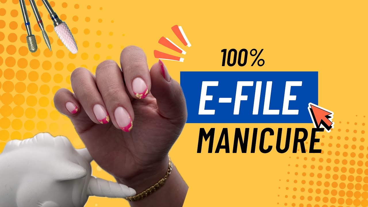 Russian e-file manicure + quick French design - YouTube