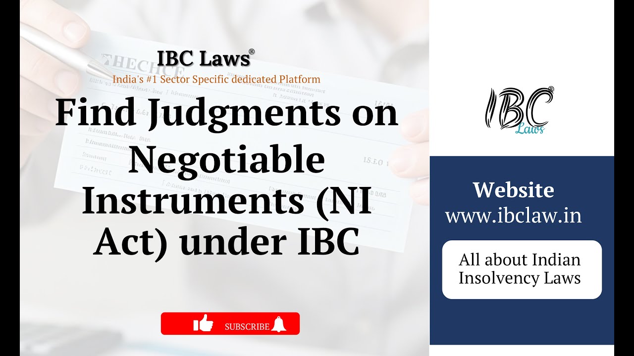 IBC and NI Act | Research Insolvency and Negotiable Instruments Act ...