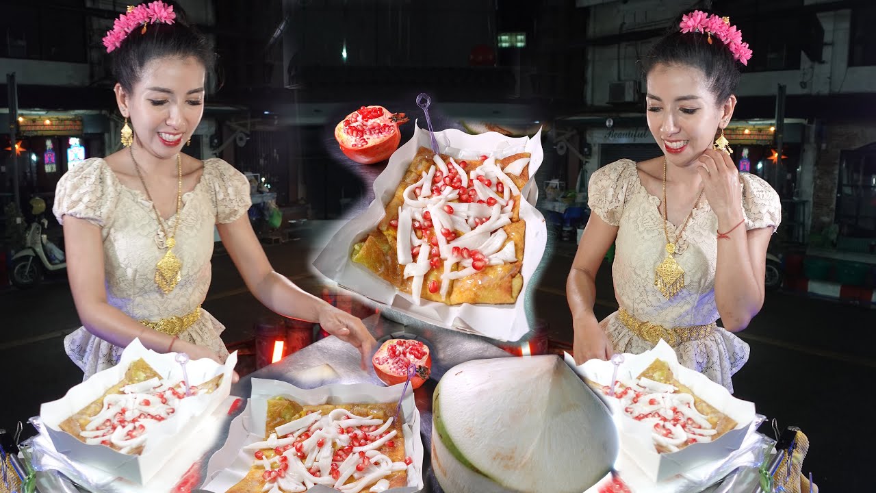 Roti with Young coconut meat, Pomegranate Cook by PUY ROTI LADY at Sala ...