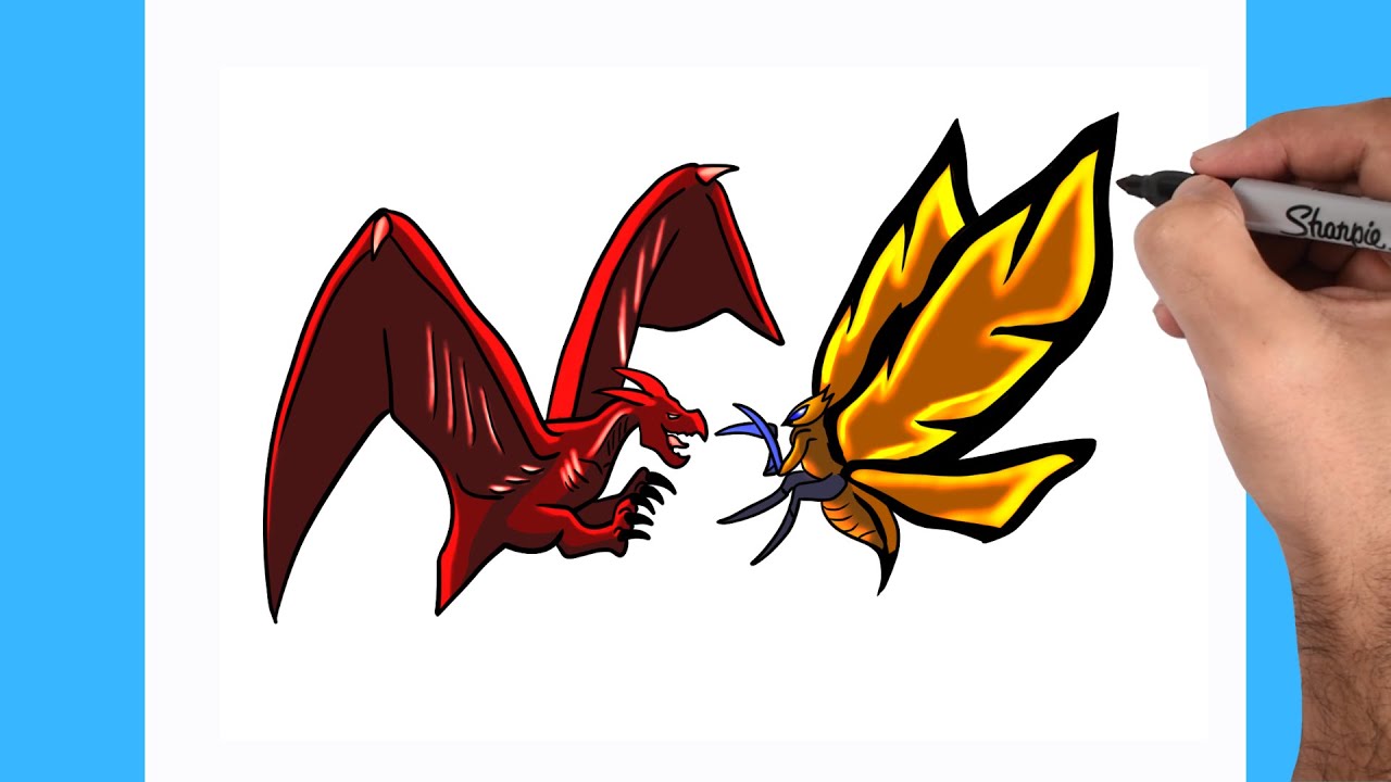 COMO DIBUJAR A RODAN VS MOTHRA - YouTube