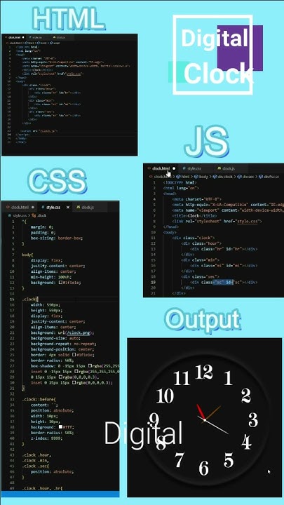 How To Make A Clock Using HTML , CSS , JS #shot #whitehatdesigner # ...